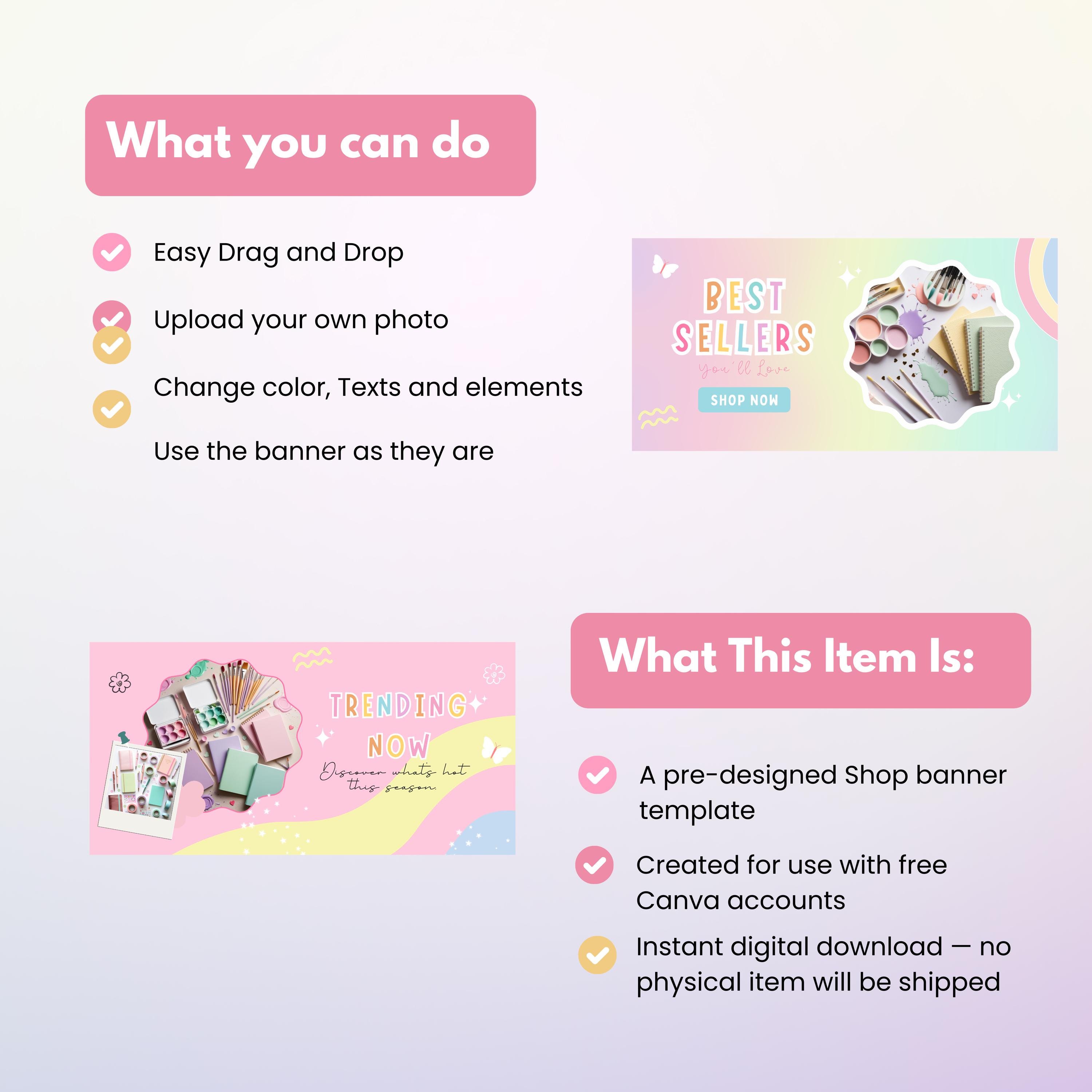 Pastel Rainbow Shopify Banner Canva Template, Shopify Banners ...