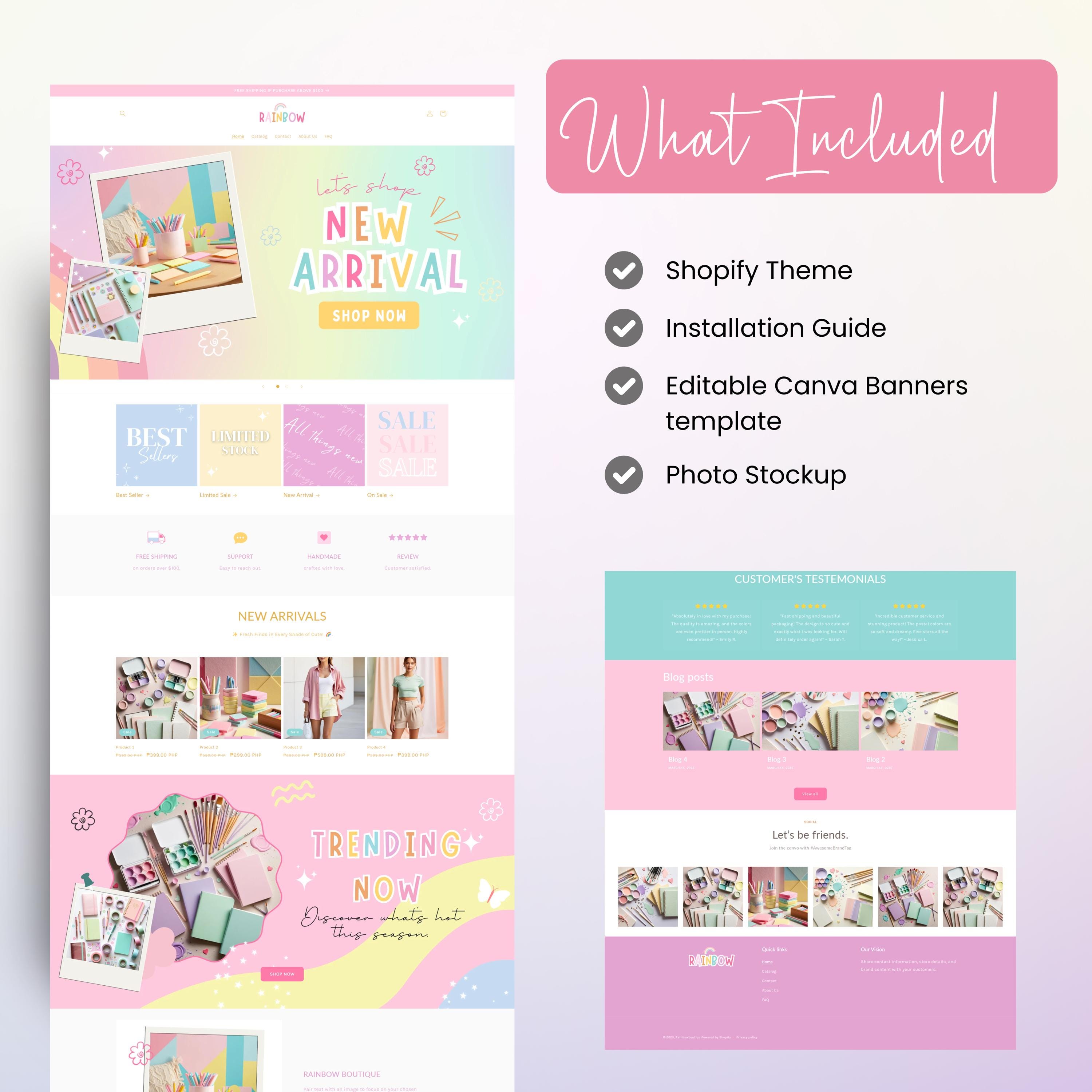 Shopify Theme Pastel, Rainbow Shopify Website for Boutique, Pastel ...