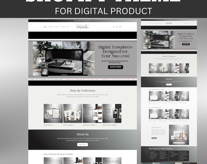 Shopify Theme Kit for Selling Digital Products Shopify Website Template ...