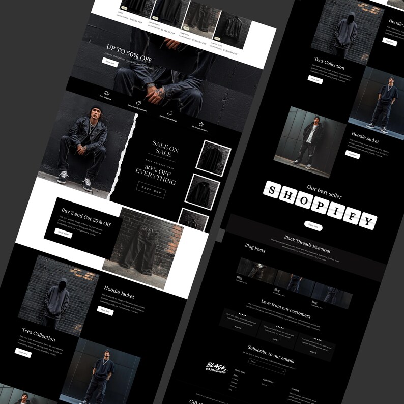 Shopify Theme Clothing, Shopify Website for Boutique, Black Shopify ...