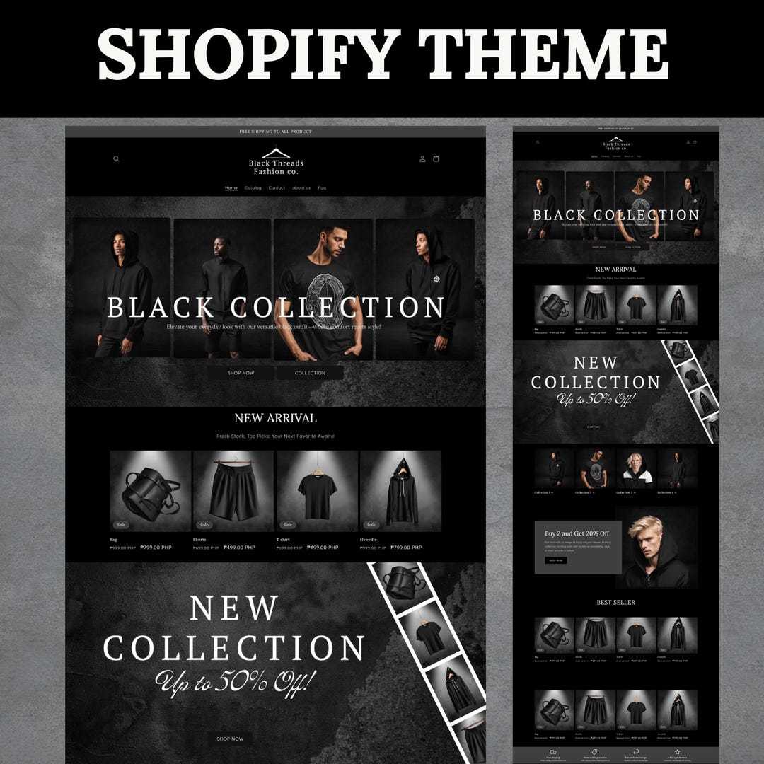 Shopify Theme Clothing, Shopify Website for Boutique, Black Shopify ...