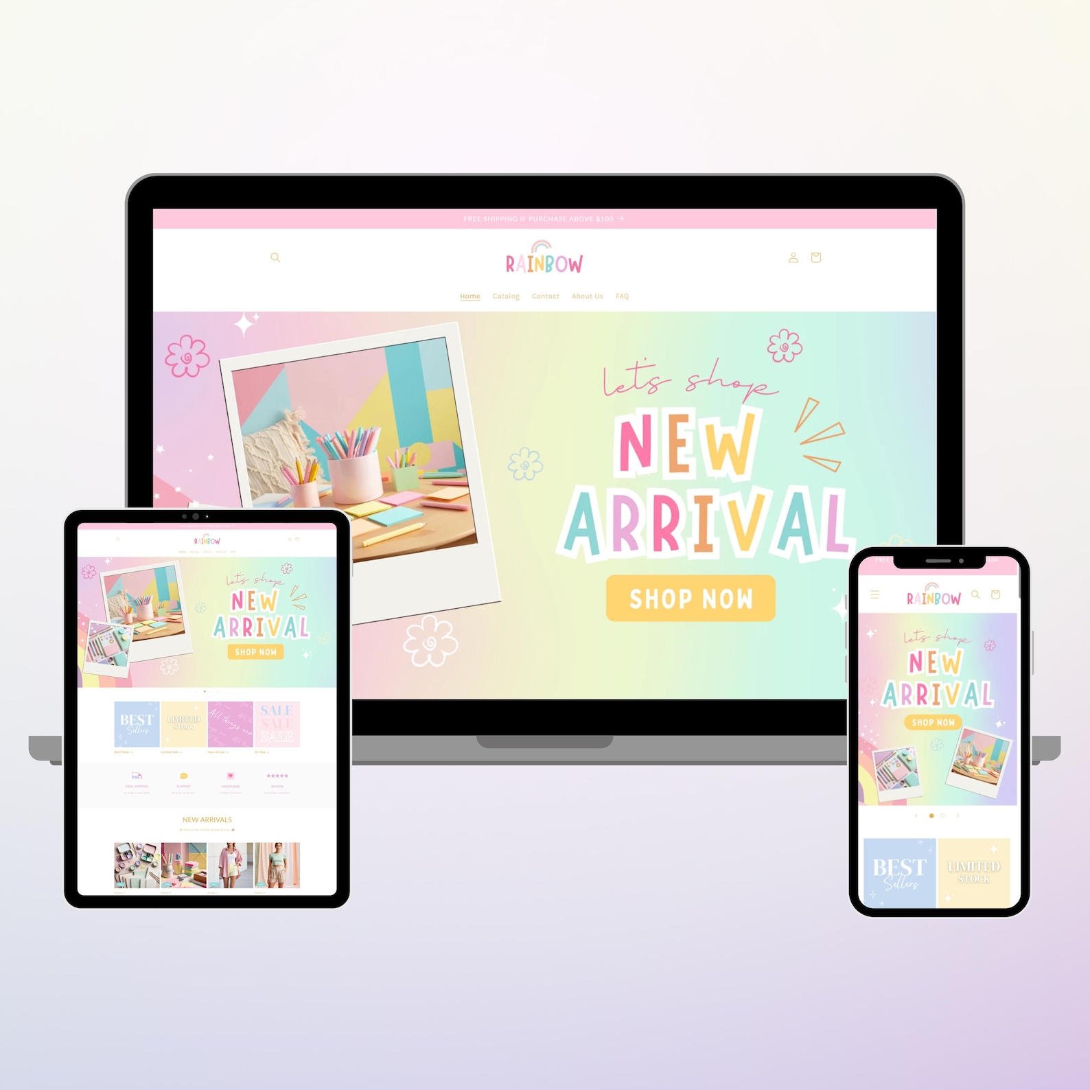 Shopify Theme Pastel, Rainbow Shopify Website for Boutique, Pastel ...