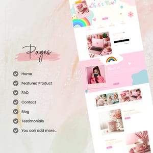 Shopify Theme, Cute Website Template , Shopify Templates, Pink Shopify ...