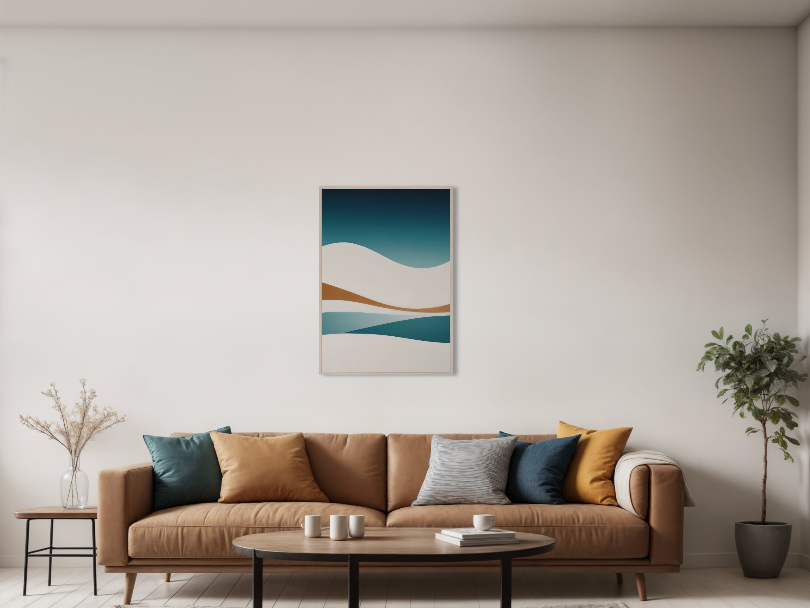 Abstract Art Print Gradation Green Wave Portrait Printable Wall Art for ...