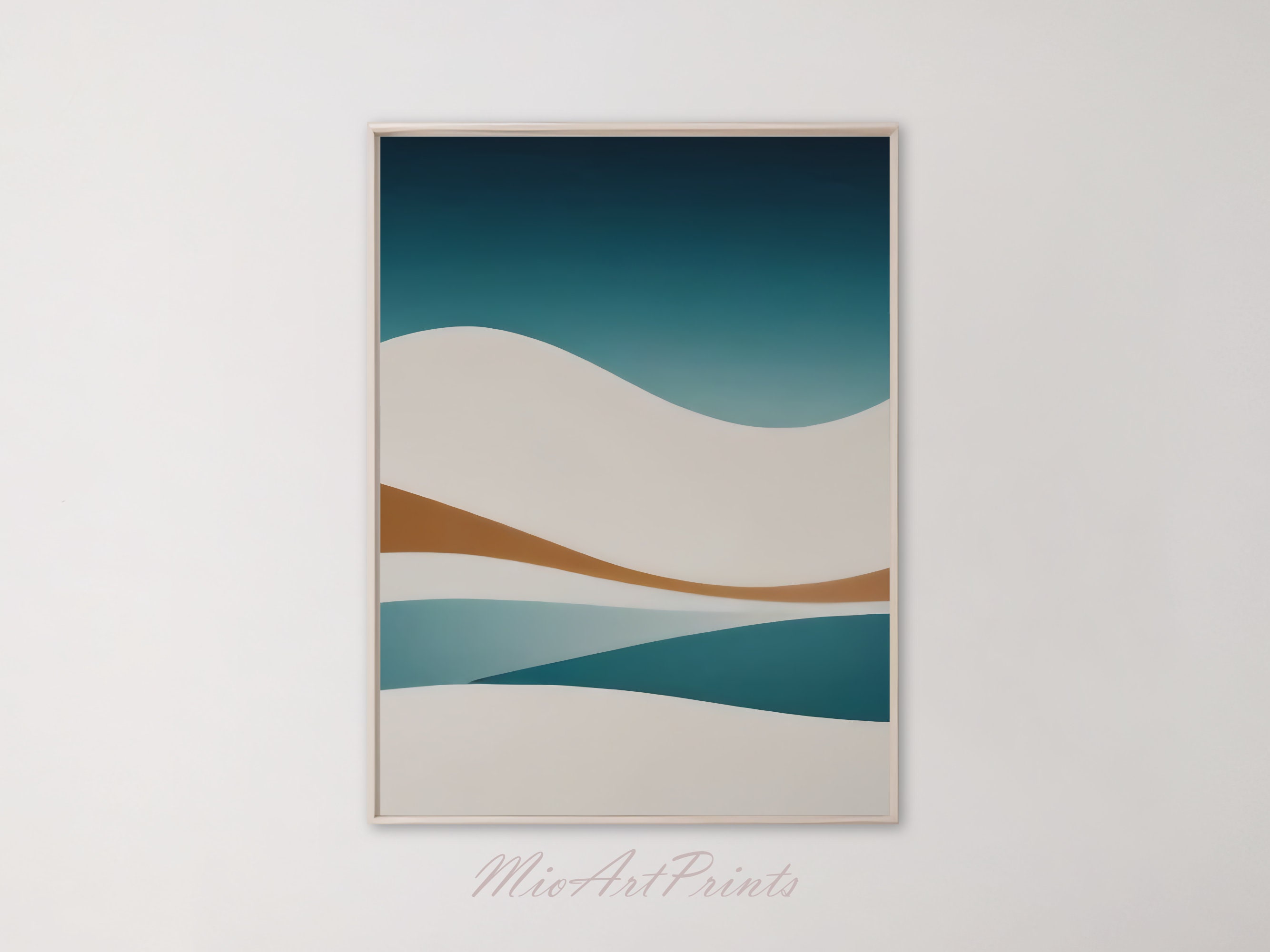 Abstract Art Print Gradation Green Wave Portrait Printable Wall Art for ...