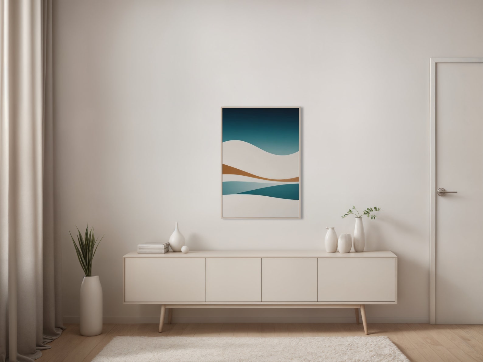 Abstract Art Print Gradation Green Wave Portrait Printable Wall Art for ...