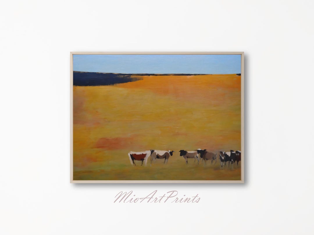 Abstract Art Print Vintage Farm Land Painting Printable Wall Art for ...