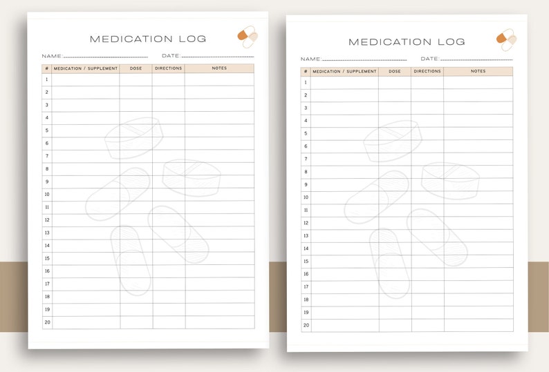 Simple Medication Log Sheet Planner, Doctor Appointment Log, Medical ...