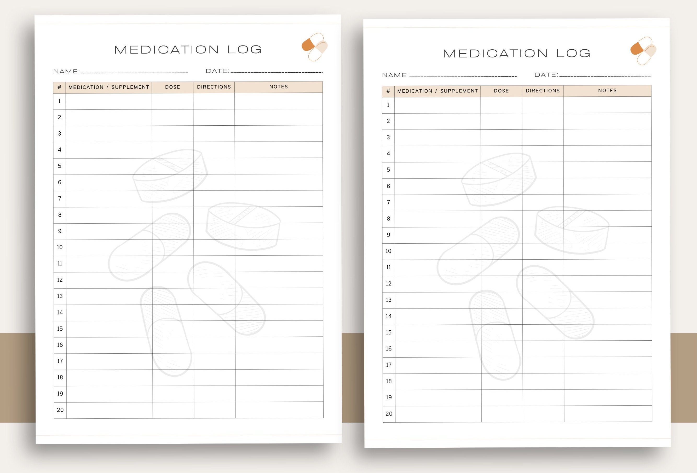 Simple Medication Log Sheet Planner, Doctor Appointment Log, Medical ...