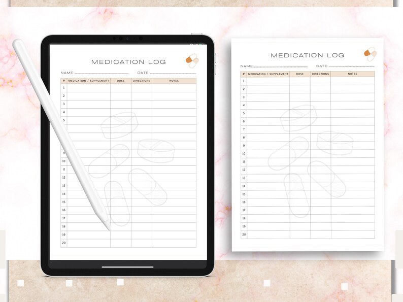 Simple Medication Log Sheet Planner, Doctor Appointment Log, Medical ...