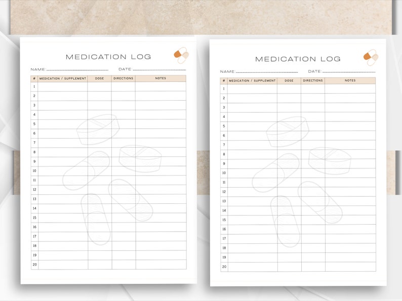 Simple Medication Log Sheet Planner, Doctor Appointment Log, Medical ...