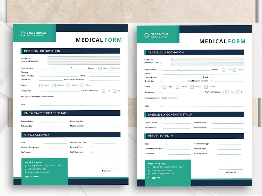 Medical Membership Form, Doctor Visits Tracker Printable Template ...
