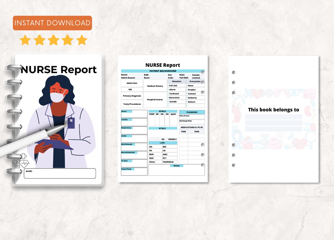 NURSE Report, Nursing Report Sheet Med Surg, Nurse Brain, Nurse Sheet ...