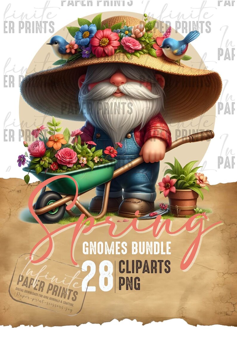 Spring Gnome Clipart Bundle, Garden Clipart, Spring Gnome Png Graphics ...
