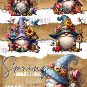 Spring Gnome Clipart Bundle, Garden Clipart, Spring Gnome Png Graphics ...