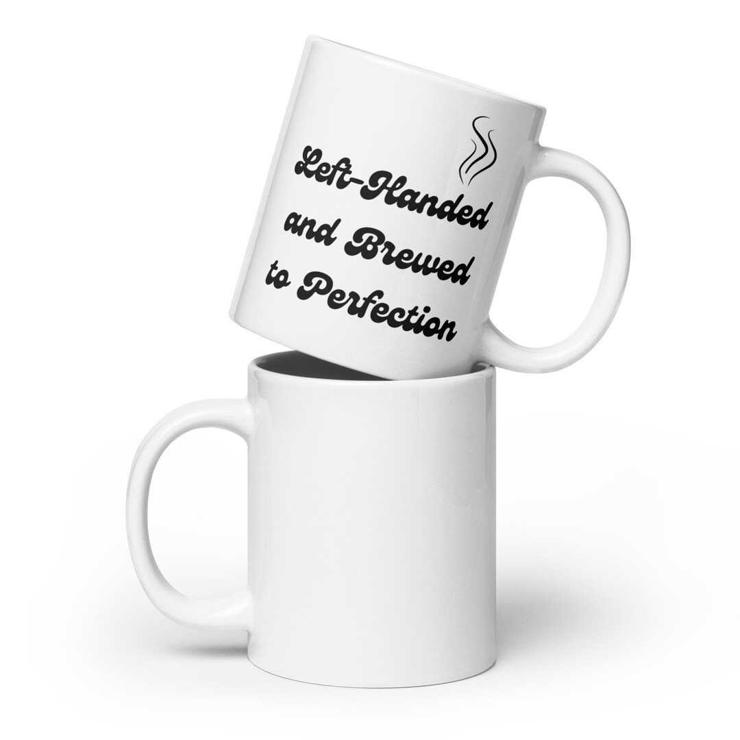 Unique Mug With Left Hand Design 20oz Large White Mug With Black Print ...