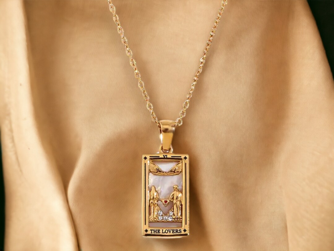 Golden Tarot Pendant Necklace Tarot Card Necklace Pendant Necklace ...