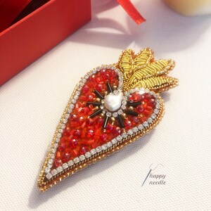 Handmade Red Heart Brooch ,express Your Love in Style ,st. Valentine ...