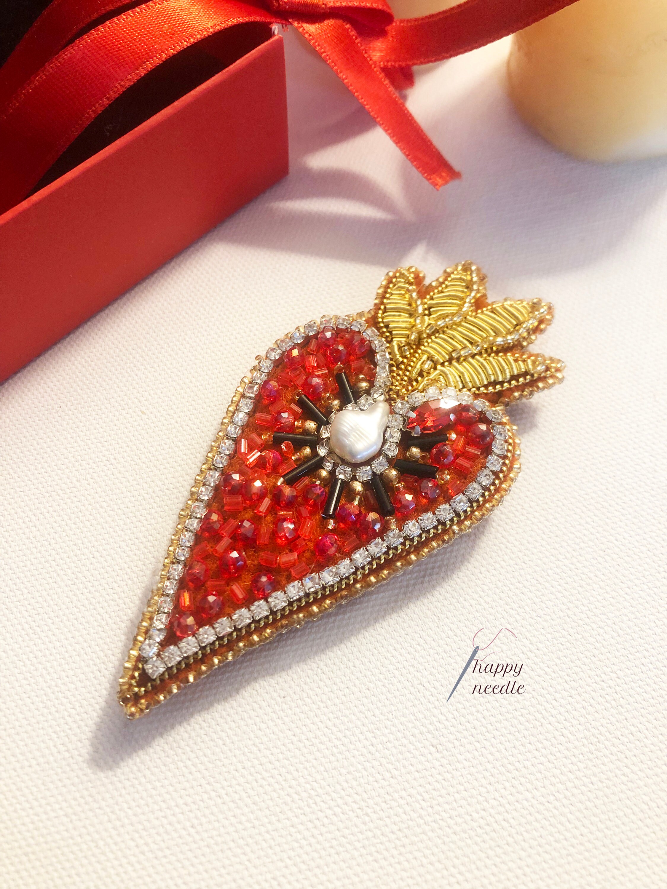 Handmade Red Heart Brooch ,express Your Love in Style ,st. Valentine ...