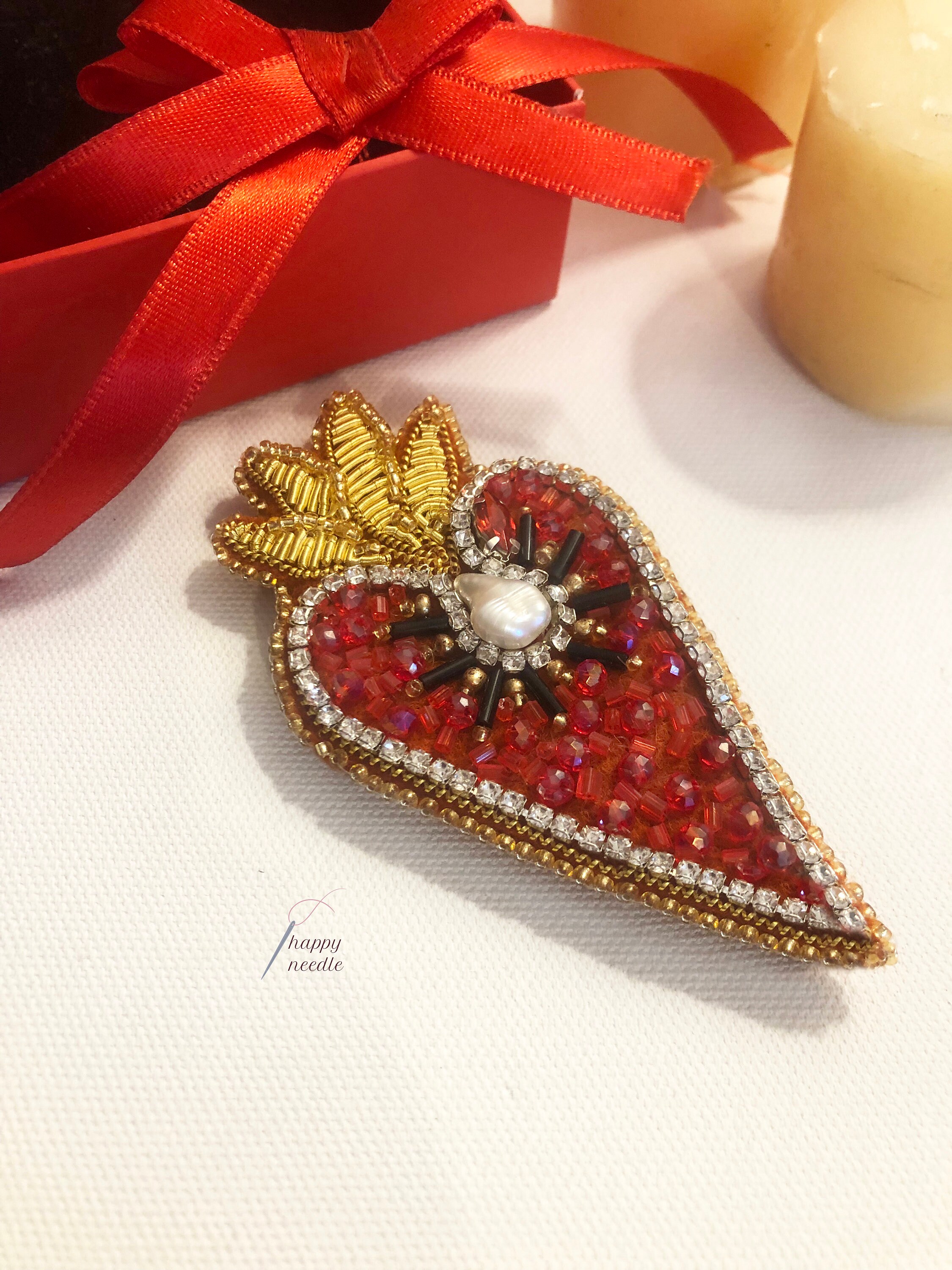 Handmade Red Heart Brooch ,express Your Love in Style ,st. Valentine ...