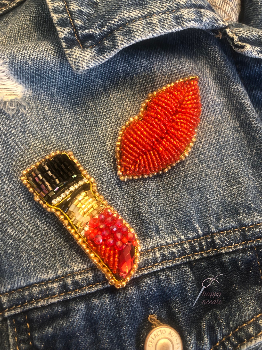 Handmade Lipstick and Lip Brooch - Etsy