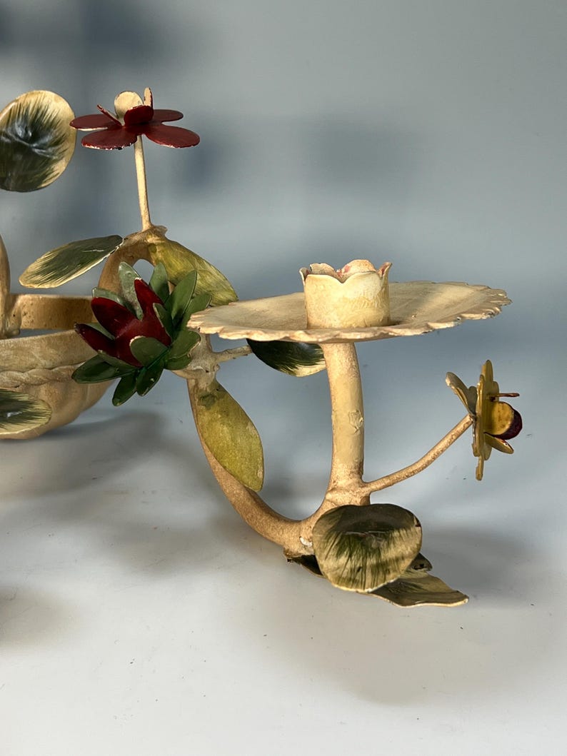 Pair Vintage Italian Floral Tole Candle Sconces -B - Etsy