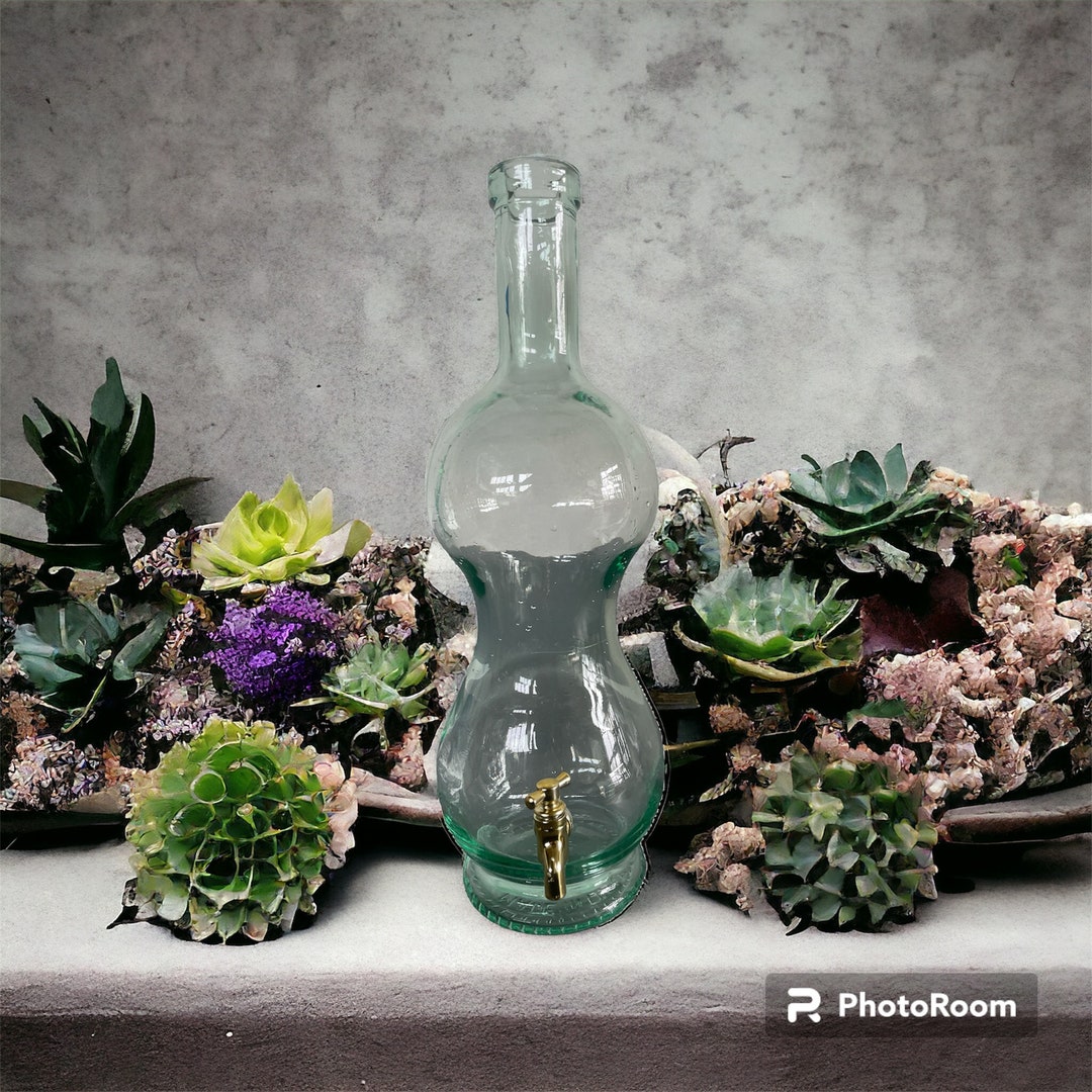 SHAPE - White Glass 2-liter Bottle With Golden Brass Tap - Elegant ...