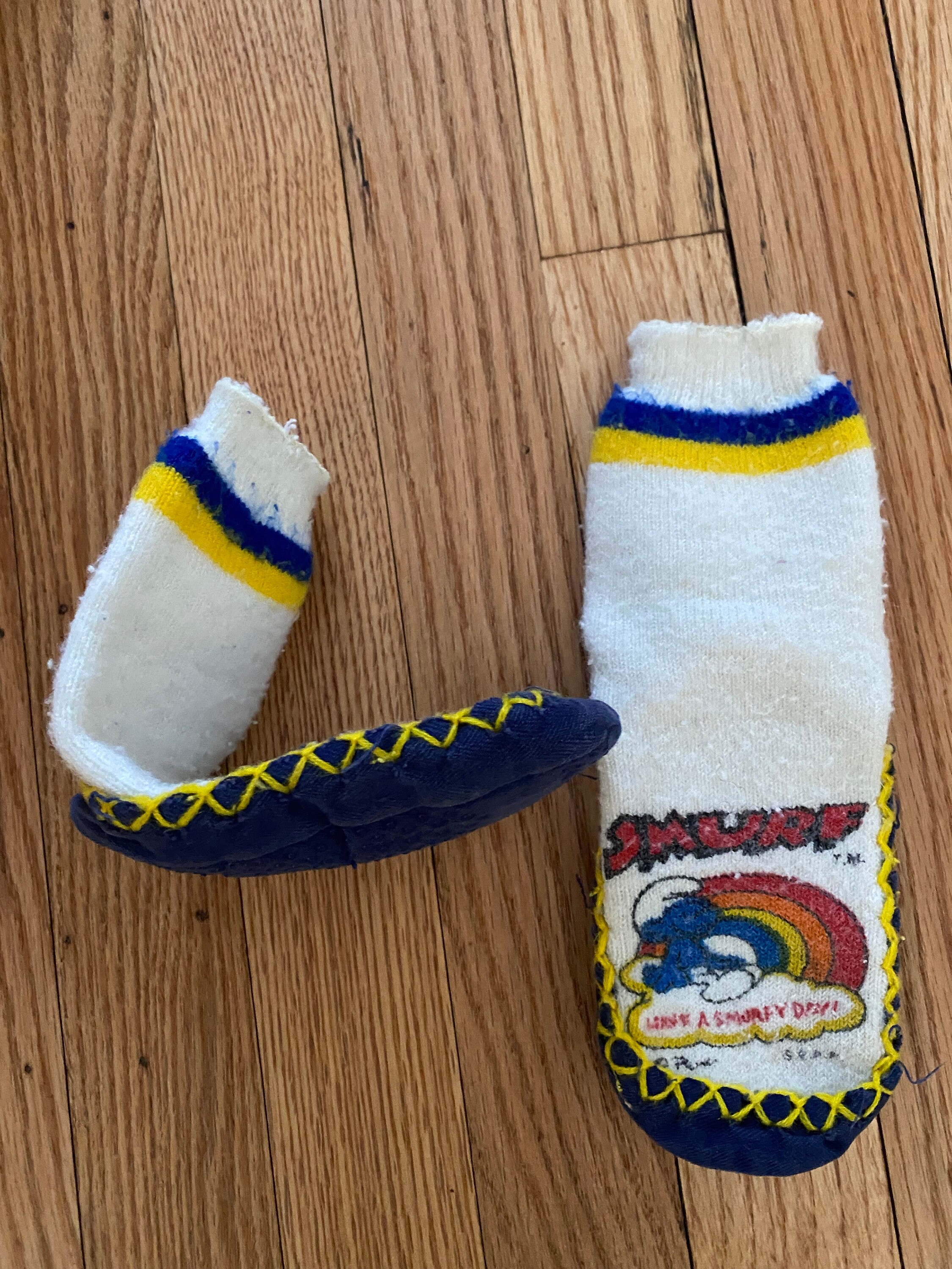 Smurf 1980s Kids Slippers - Etsy