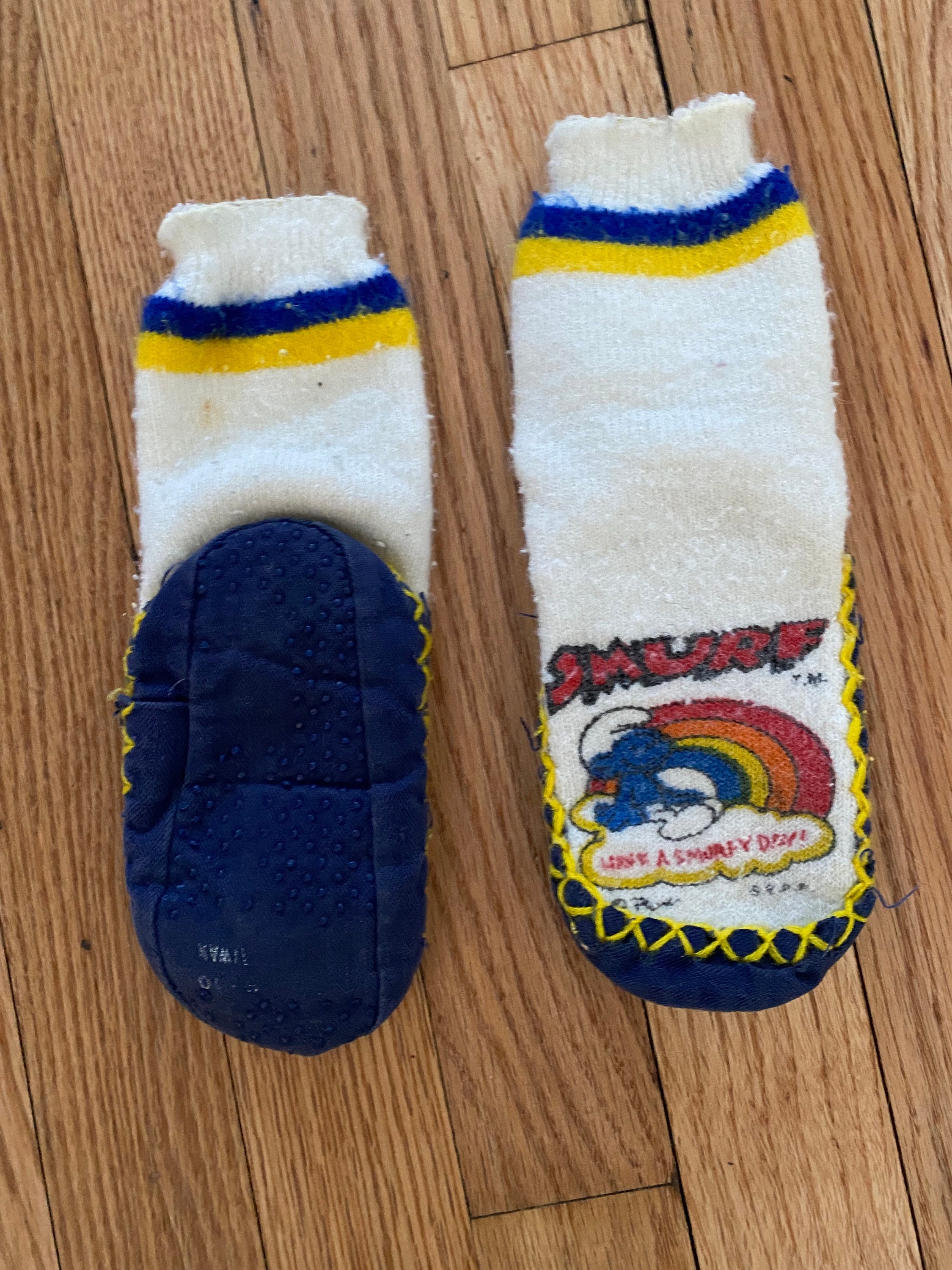 Smurf 1980s Kids Slippers - Etsy