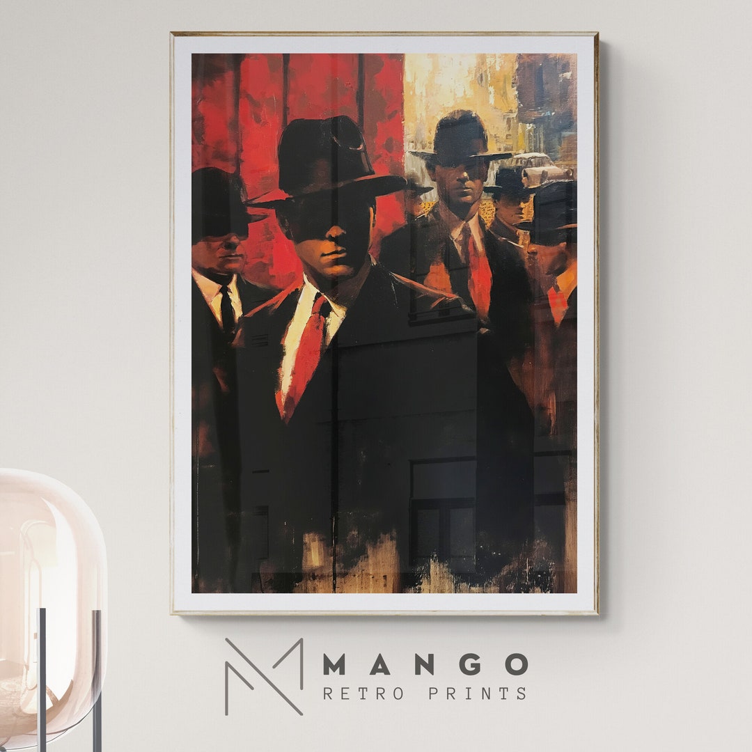 Gangster Retro Oil Painting the Godfather Movie Inspired Vintage ...