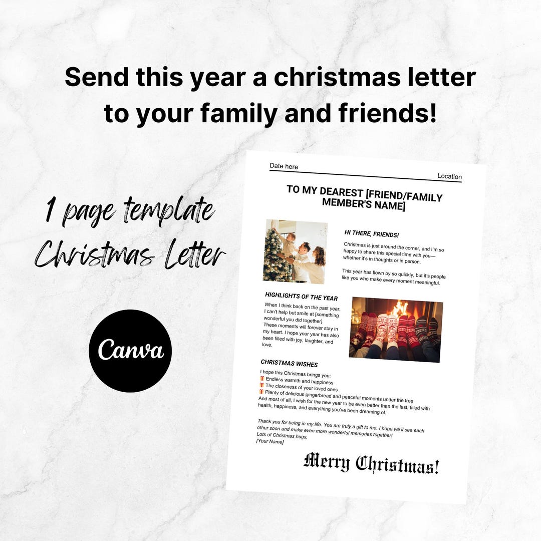Christmas Letter, Template Editable, Year in Review, Christmas Card ...