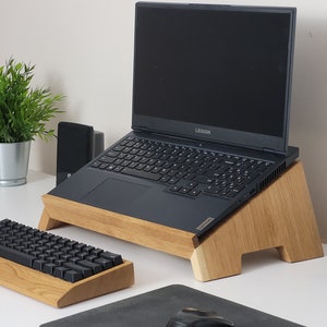 Laptop Stand, Wooden Laptop Stand, Computer Tray, Laptop Riser, Oak ...