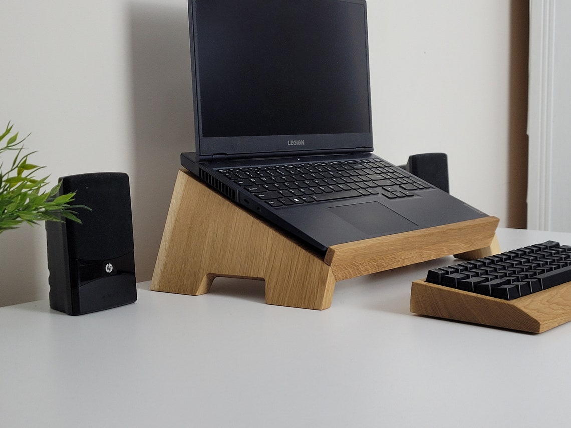 Laptop Stand, Wooden Laptop Stand, Computer Tray, Laptop Riser, Oak ...
