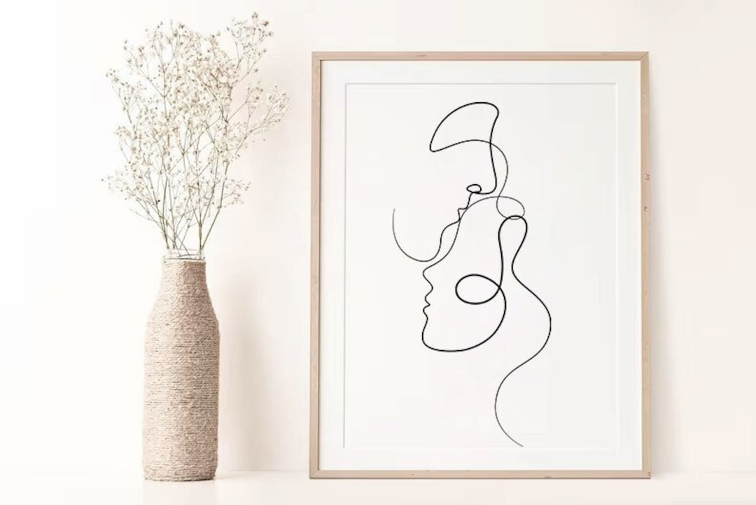 Couple Line Drawing Face Line Art Line Art Couple Printable Art Couple ...