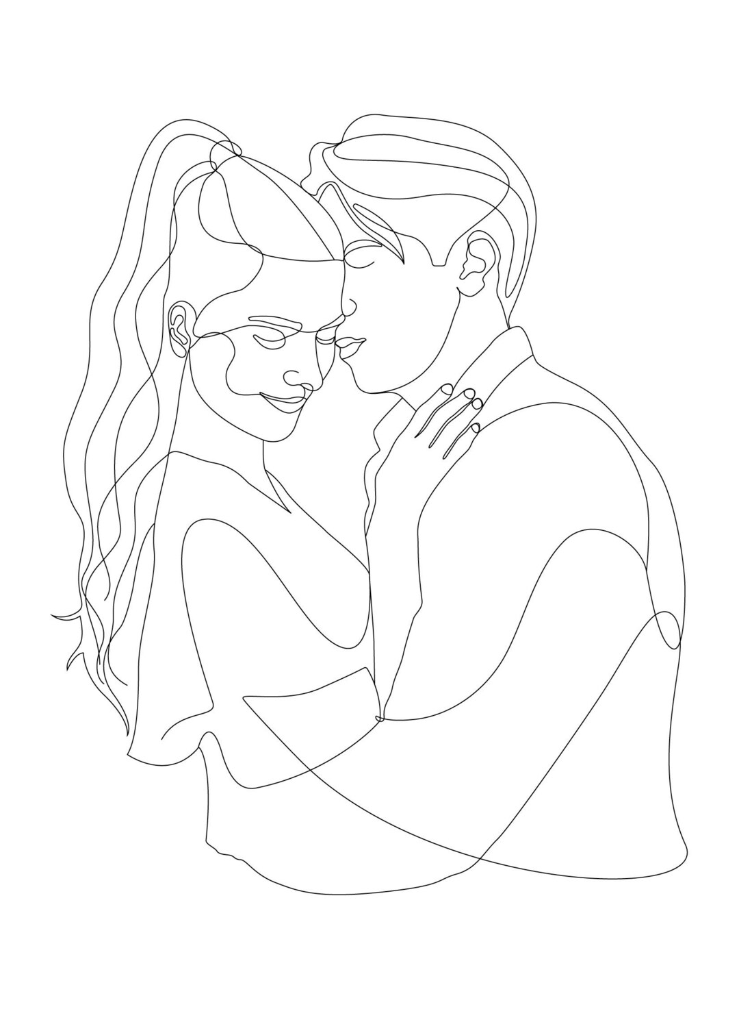 Minimalist Couple Line Art Romantic Poster Couple One Line Art Body ...
