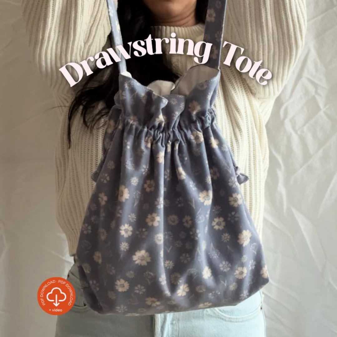 Drawstring Tote Bag PDF Sewing Pattern: Beginner-friendly Crossbody or ...
