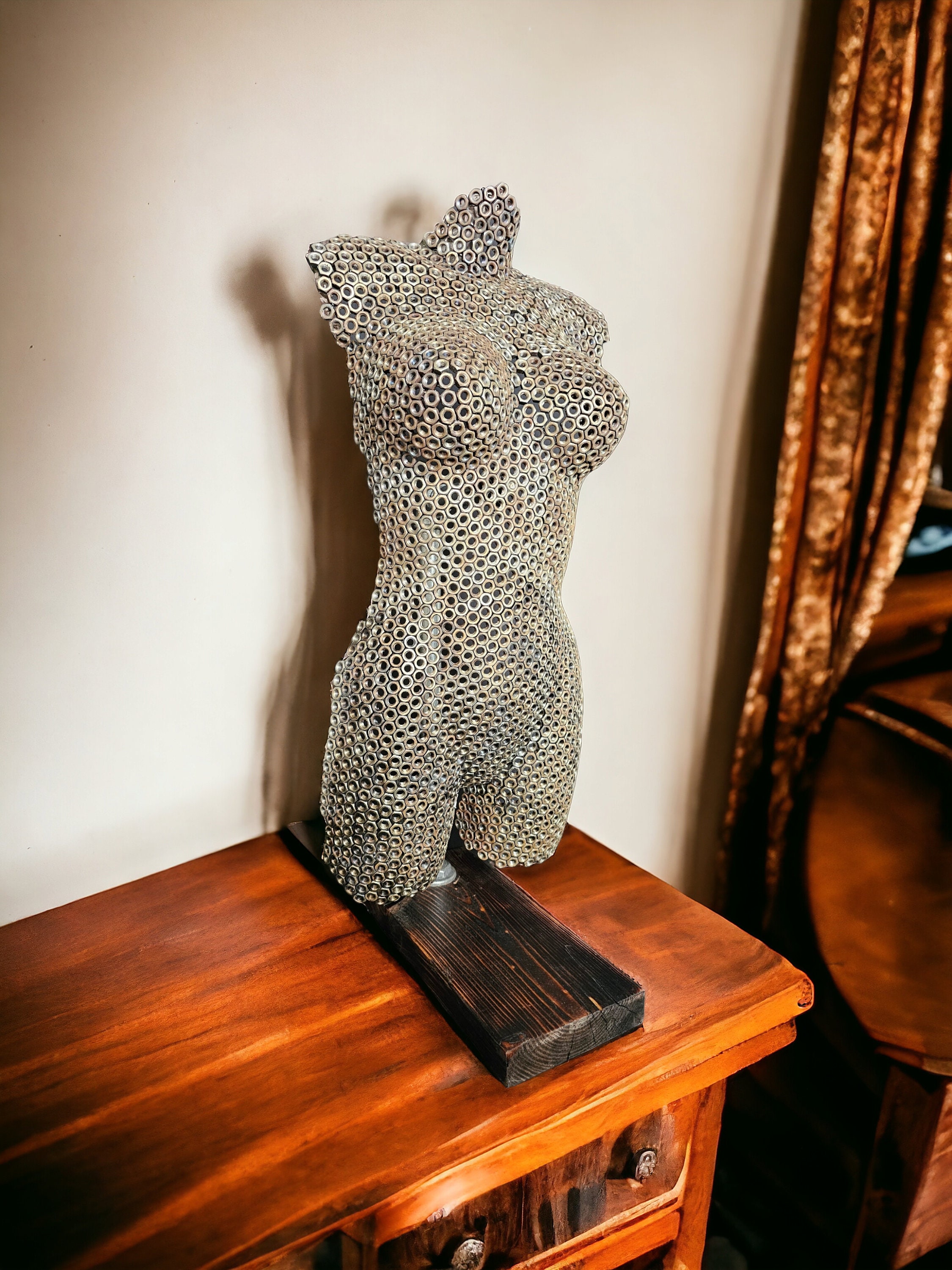 Metal Woman Sculpture - Handcrafted Home Art - 3D Female Torso - Modern ...