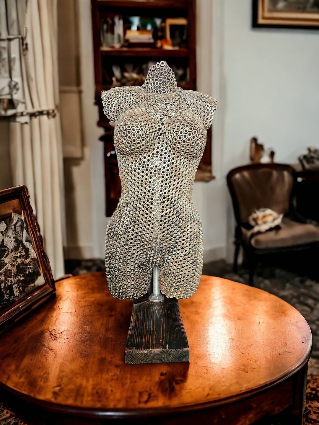 Metal Woman Sculpture - Handcrafted Home Art - 3D Female Torso - Modern ...