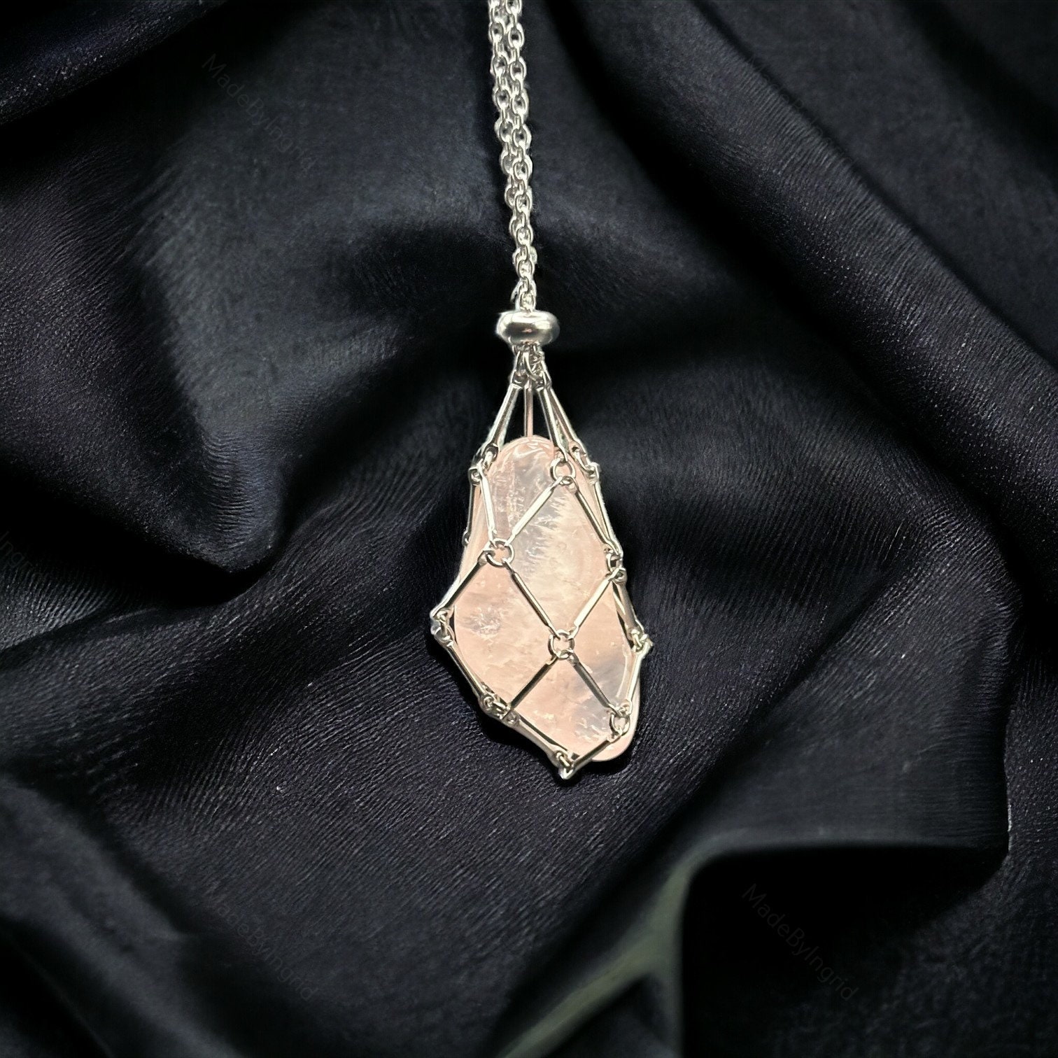 Interchangeable Gemstone Holder, Crystal Necklace With Cage Pendant ...