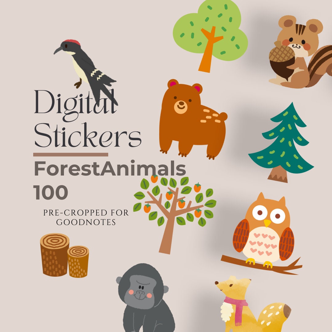 Digital Stickers Book Goodnotes,forest Animals Digital Stickers ...