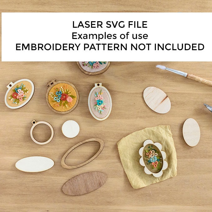 SVG Mini Embroidery Hoops Set, Embroidery Jewelry Frames for Brooch and ...