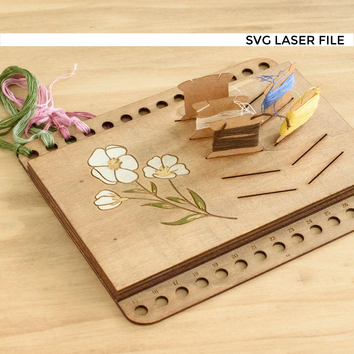 SVG Hand Embroidery Storage Box, Floss Bobbins Set, Threads Organizer ...