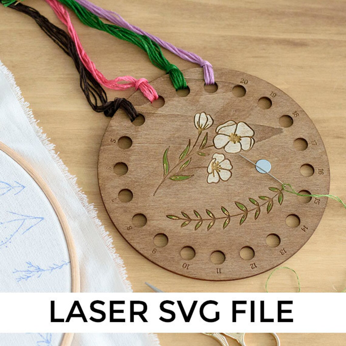 Thread Organizer SVG File, Embroidery Keeper for 20 Strands, Needle ...