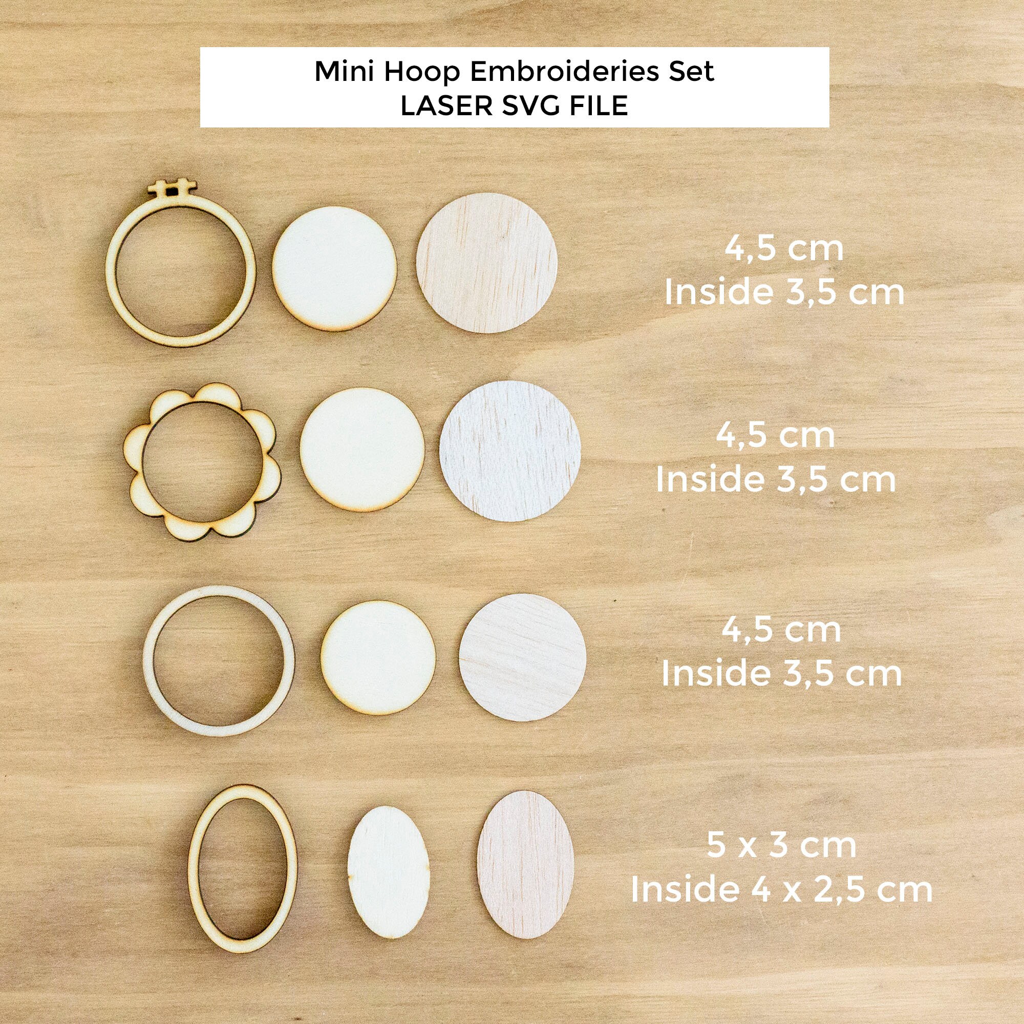 SVG Mini Embroidery Hoops Set, Embroidery Jewelry Frames for Brooch and ...