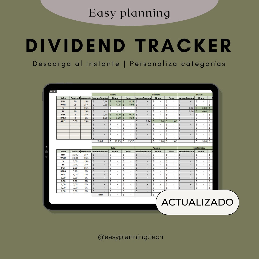 Dividend Tracker - Excel Template for Tracking Dividend-paying Stocks ...