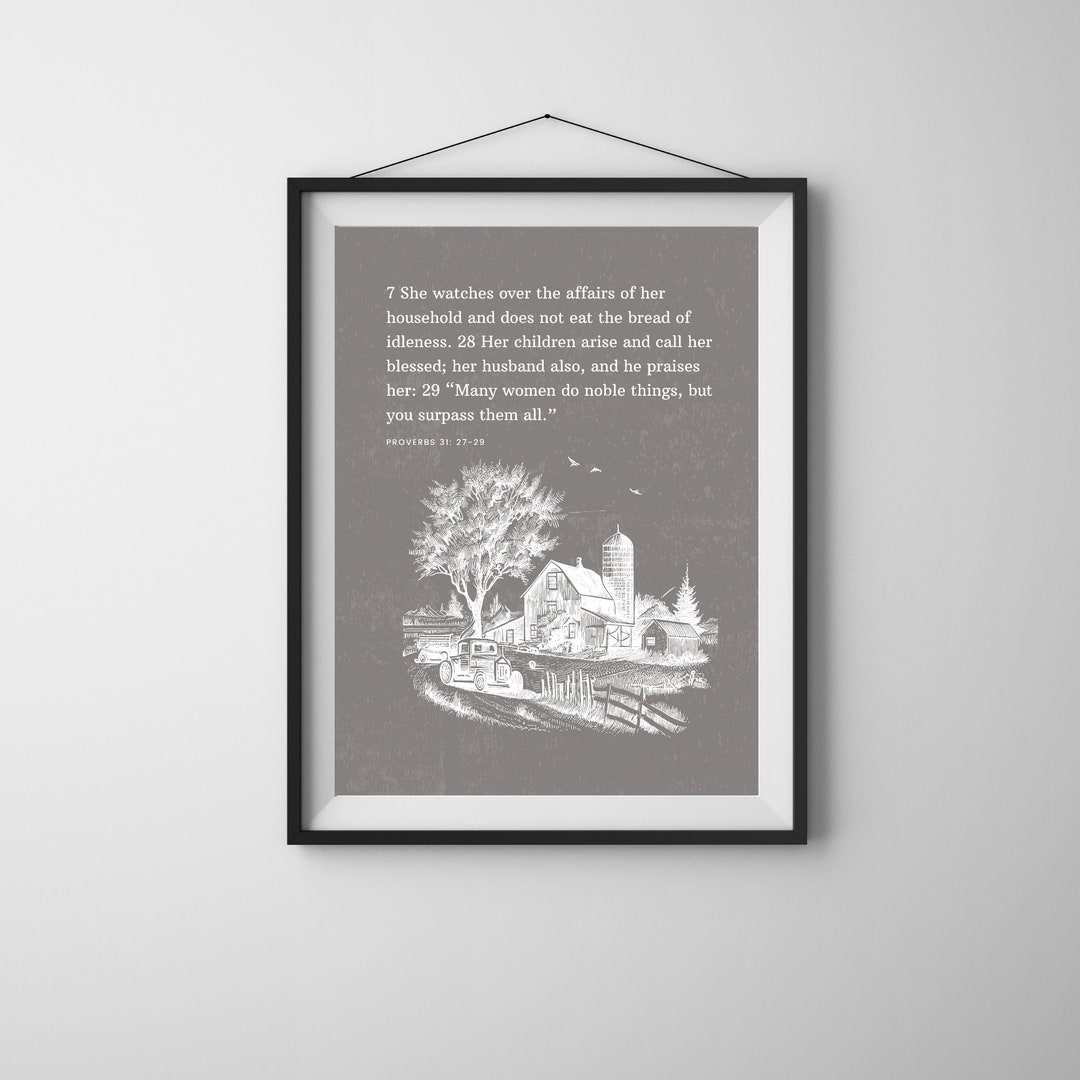 Faith, Proverbs 31, Bible Art, Printable Bible Verse Poster, Positive ...