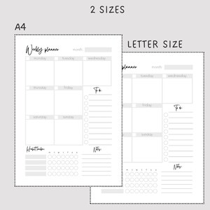 Weekly Planner Printable PDF Template, A4, Letter Size, Habit Tracker ...