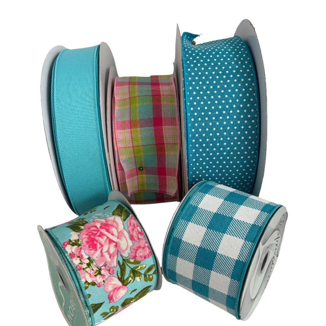Turquoise Ribbon Bundle, Turquoise Ribbons, Spring Themed Ribbons ...