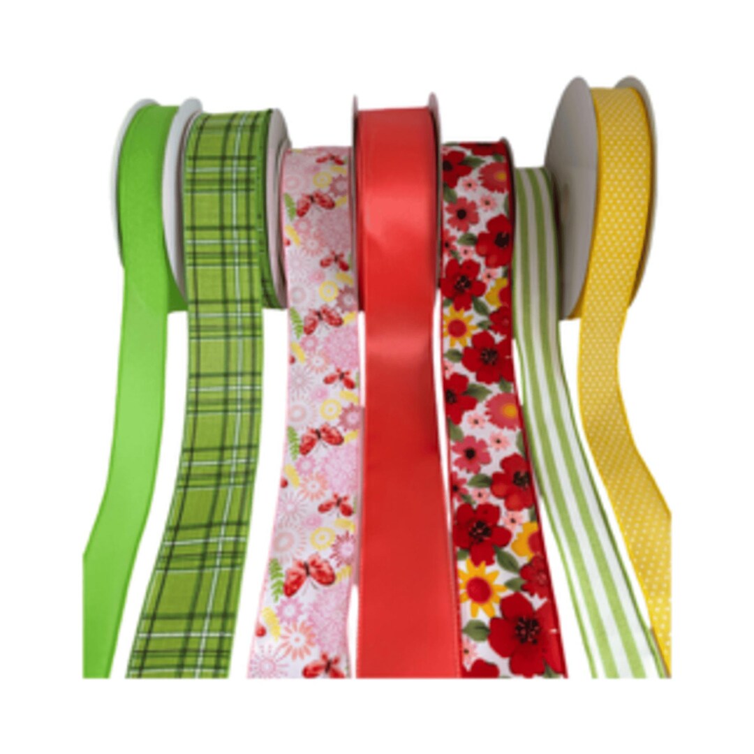 Spring Ribbon Bundles, Spring Wreath Bow Ribbons, Front Door Wreath ...
