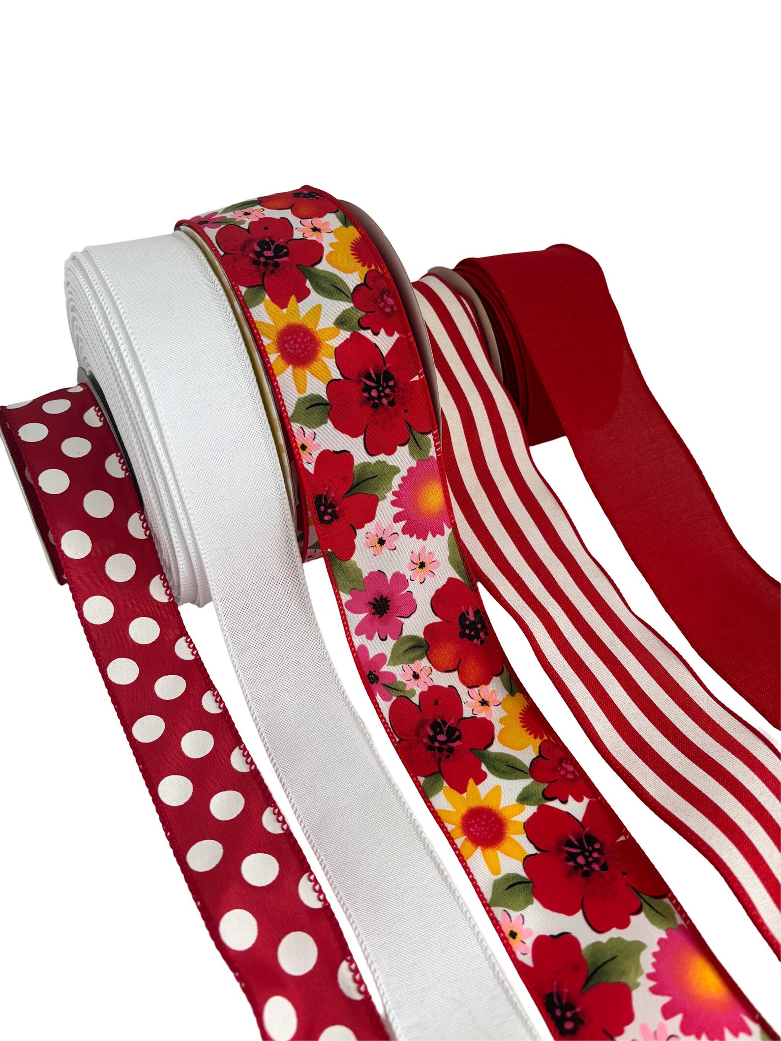 Red Ribbon Multi Pattern Bundle for Wreaths, Red Ribbon Collection for ...
